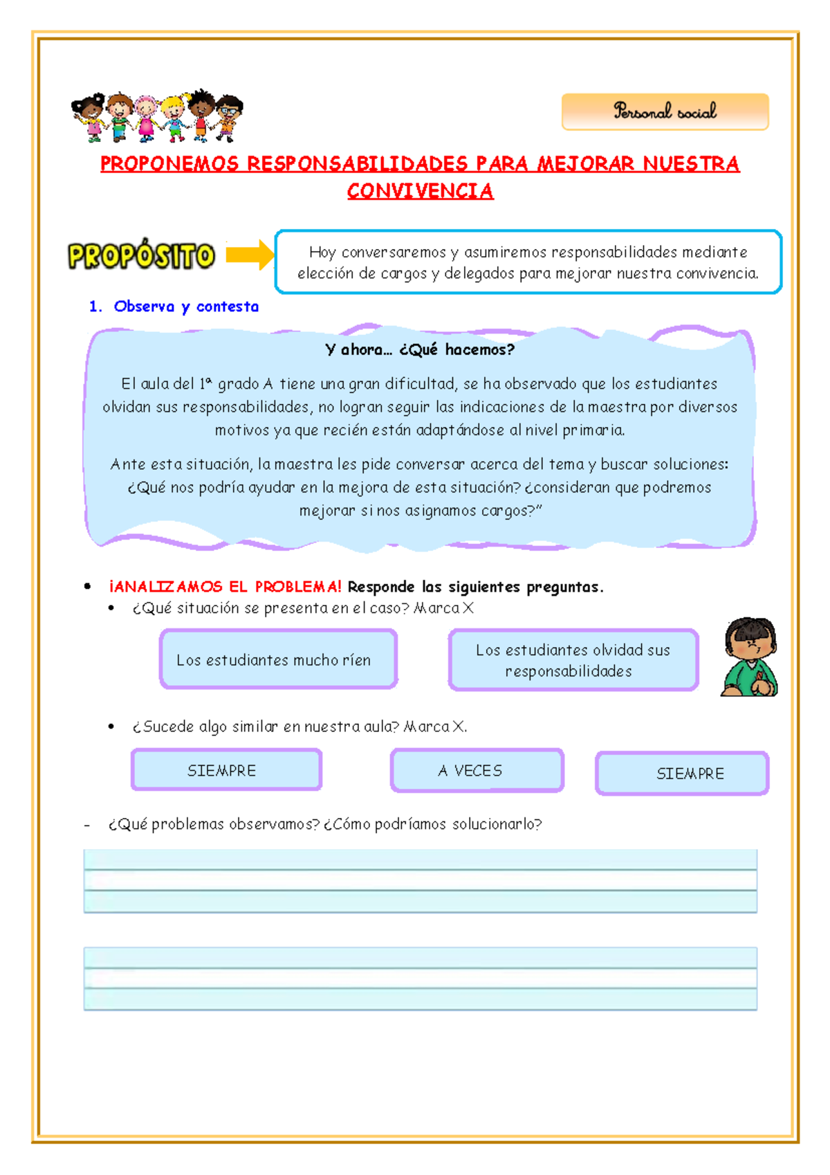 E2 S3 Ficha D1 PS Proponemos Responsabilidades - PROPONEMOS RESPONSABILIDADES PARA MEJORAR ...