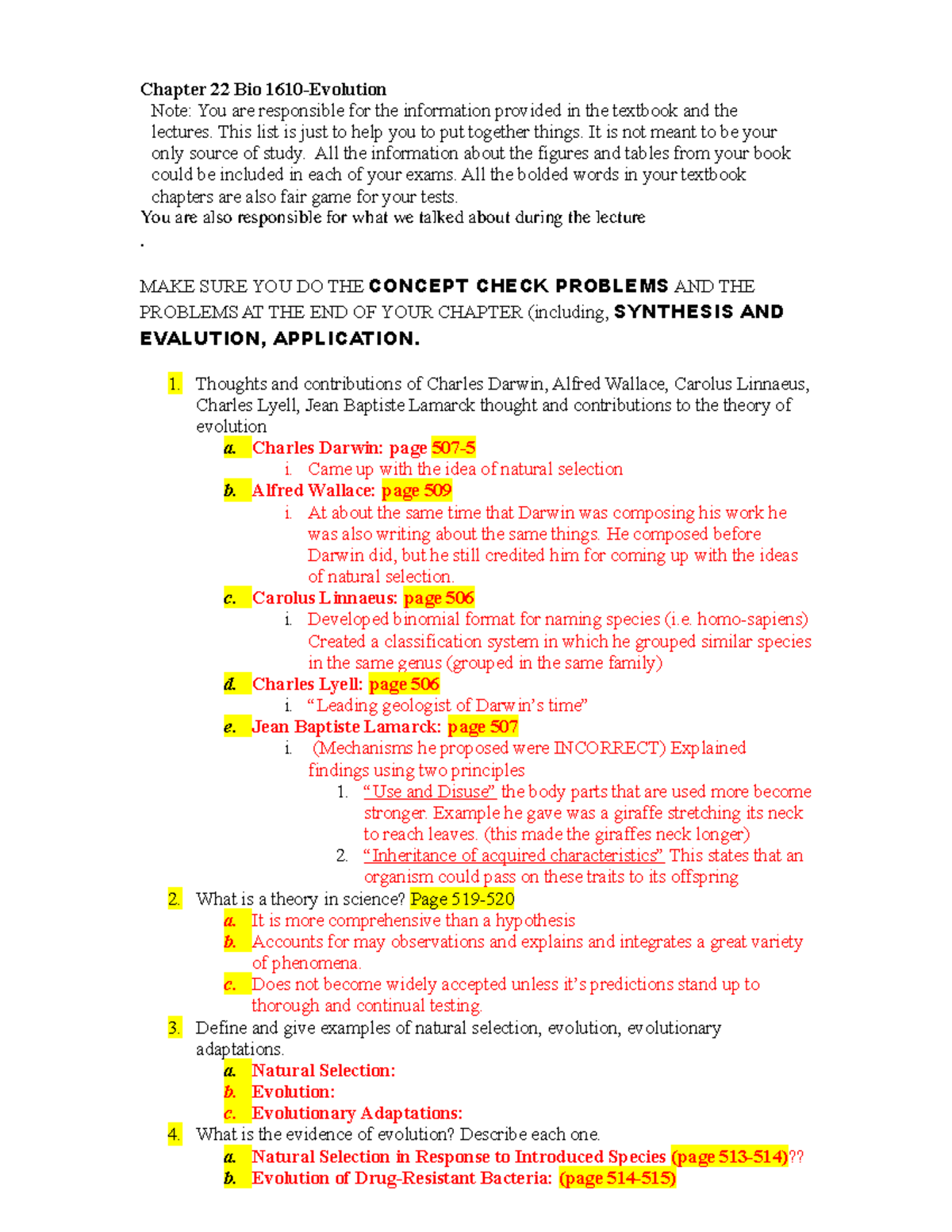 SG-1610 ch22-Evolution - Chapter 22 Bio 1610-Evolution Note: You are ...