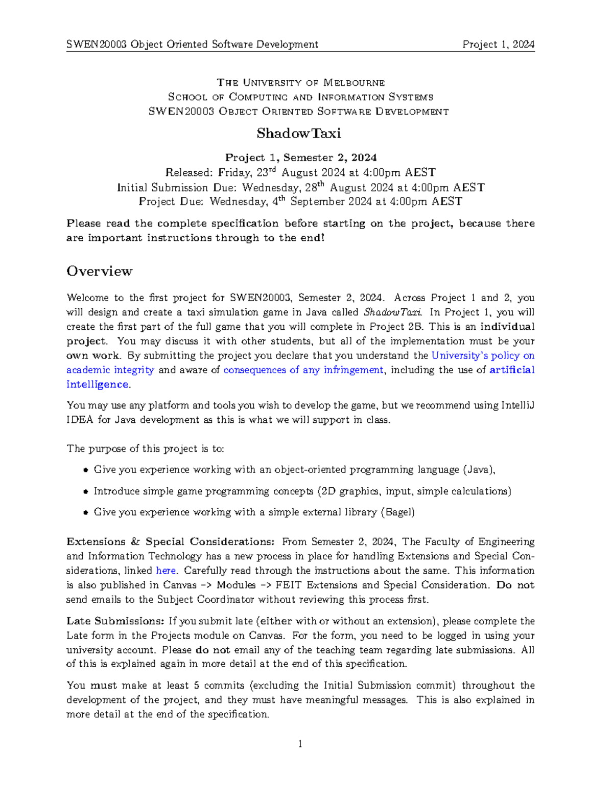 Project 1 Spec - The University of Melbourne School of Computing and Information Systems ...