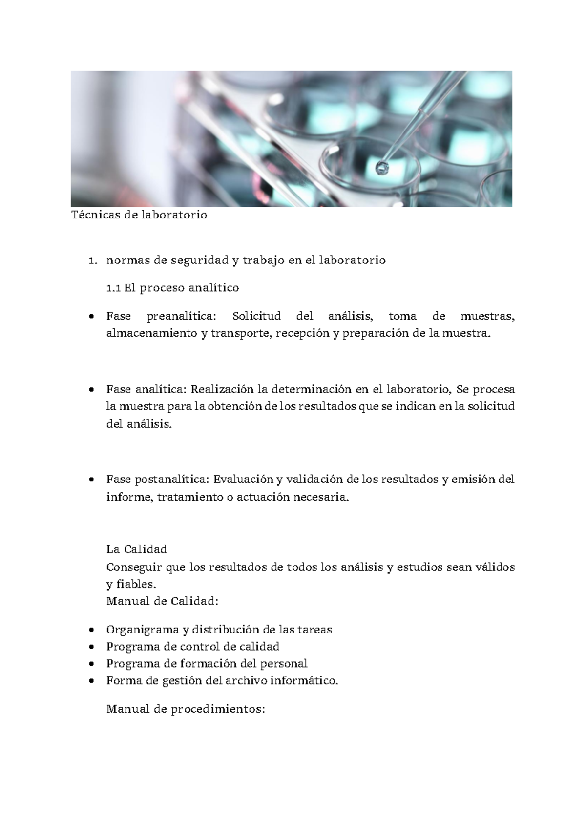 Tecnicas de Laboratorio - Técnicas de laboratorio 1. normas de ...