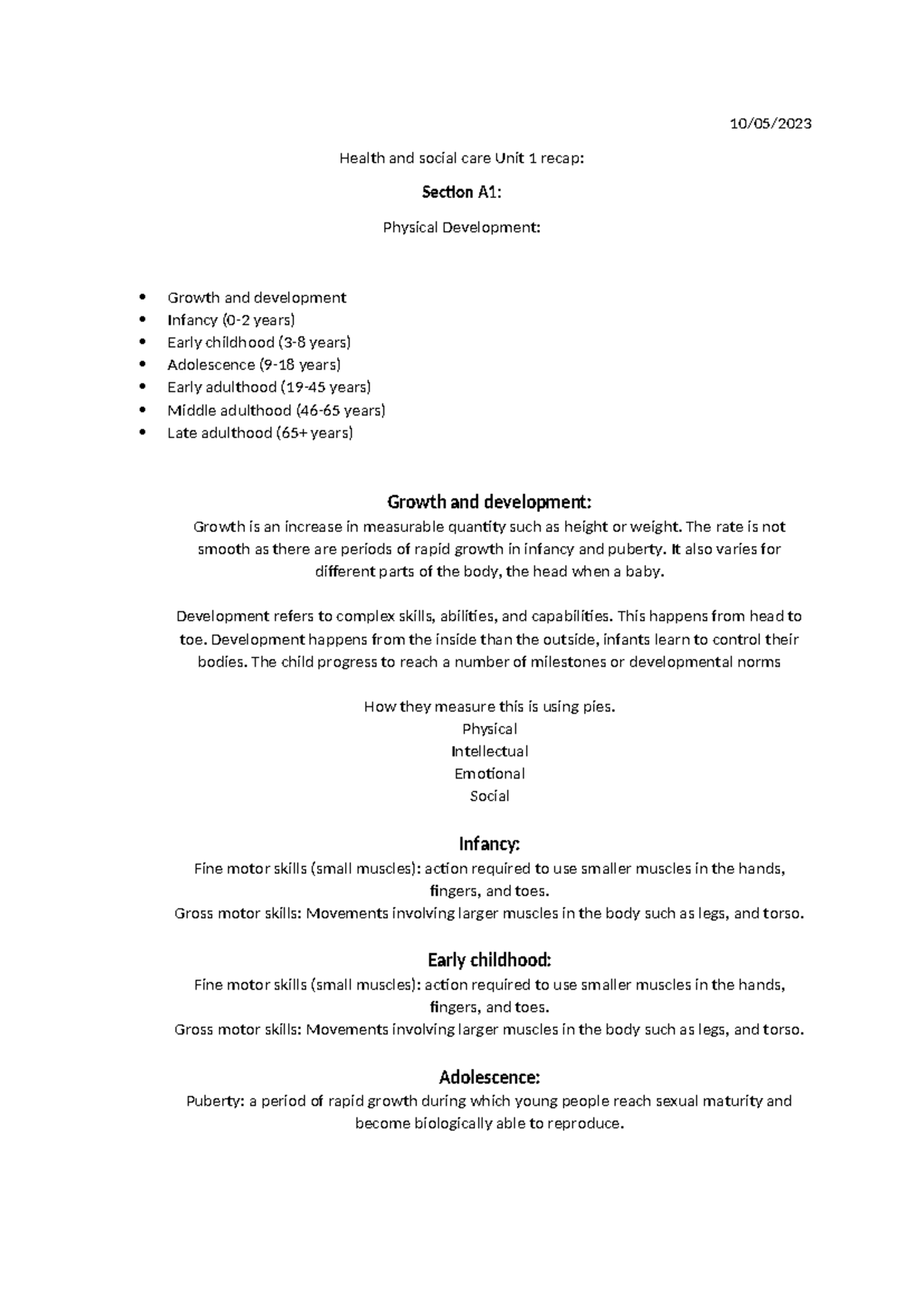 Health and socail care unit 1 reacp - 10/05/ Health and social care Unit 1 recap: Section A1 ...