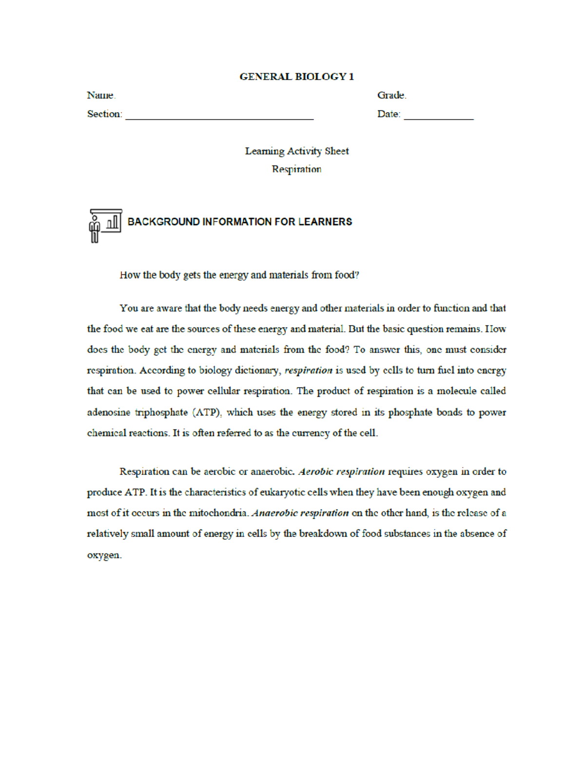 LAS WEEK 4 GEN BIO1 - assignment - Biology - ACTIVITY 3: - Studocu