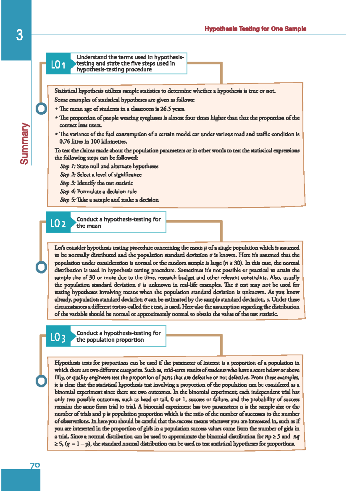 Notes 3 summary - Hypothesis Testing One Sample - Statics 1 - Studocu
