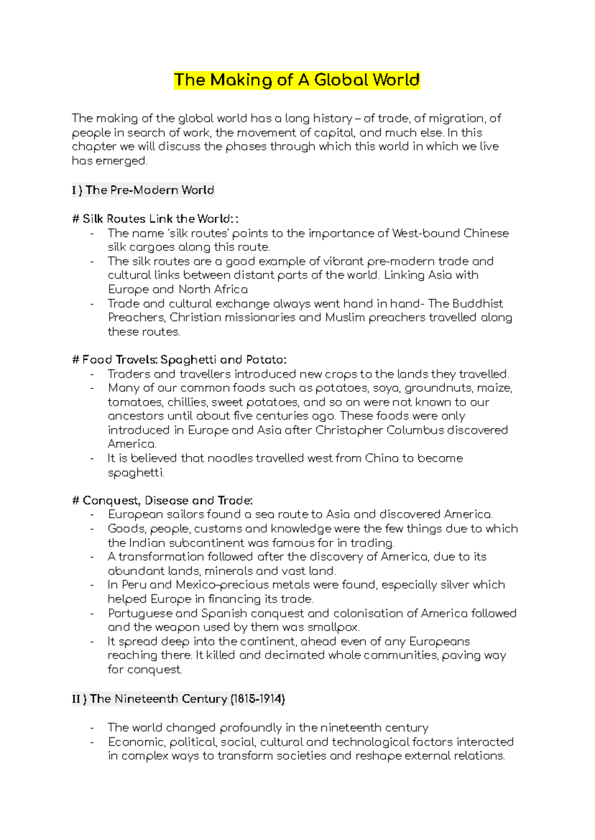The Making of A Global World - In this chapter we will discuss the ...
