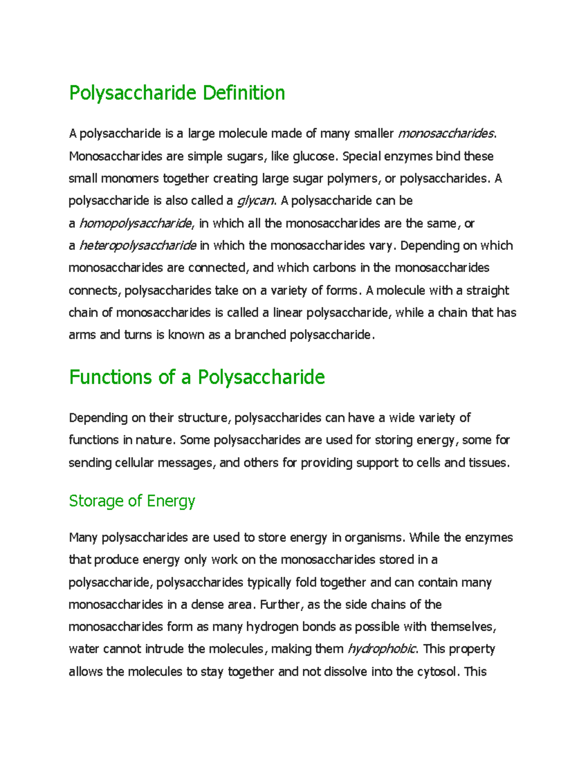 Polysaccharide Definition - Monosaccharides are simple sugars, like ...