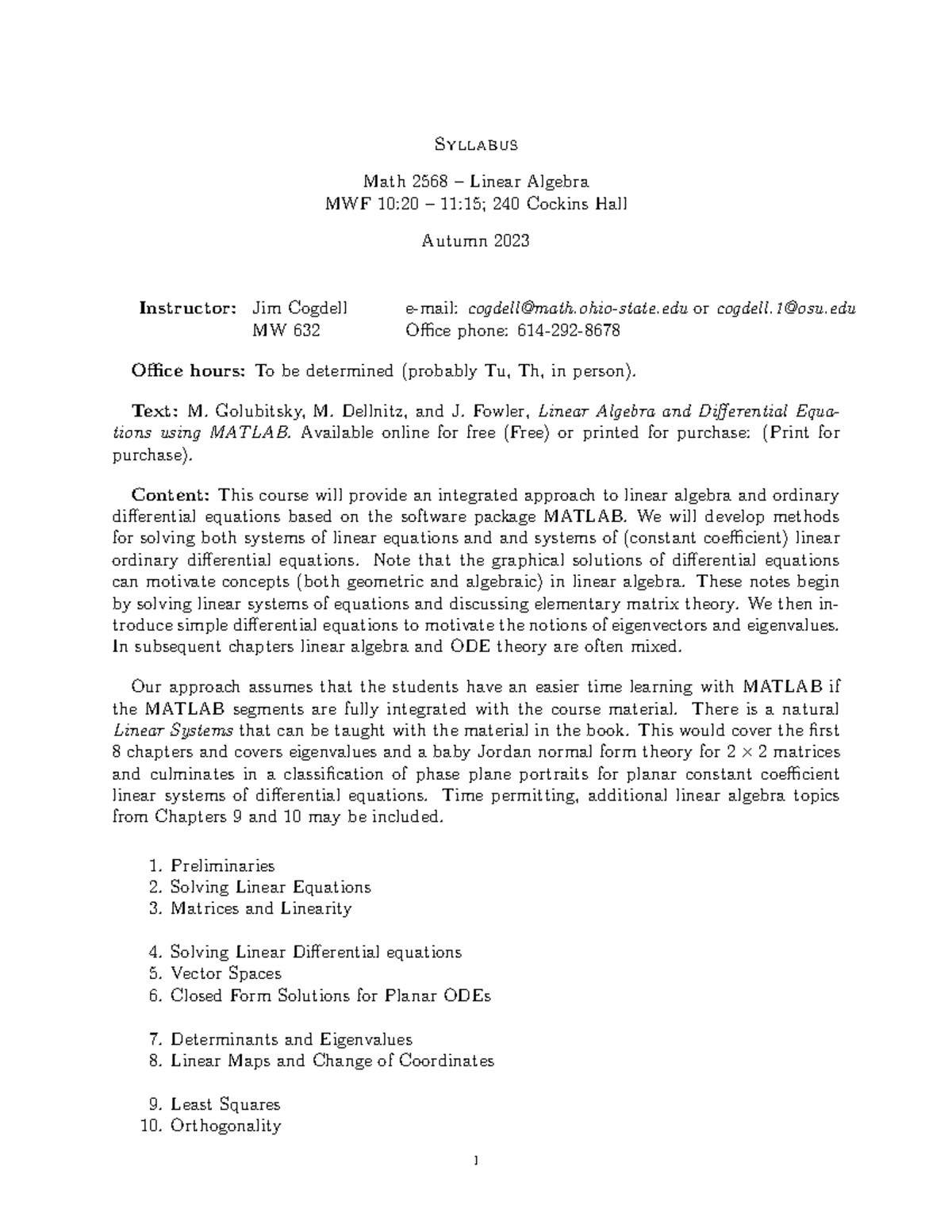 2568-syl-au23 - asxxa - Syllabus Math 2568 – Linear Algebra MWF 10:20 ...