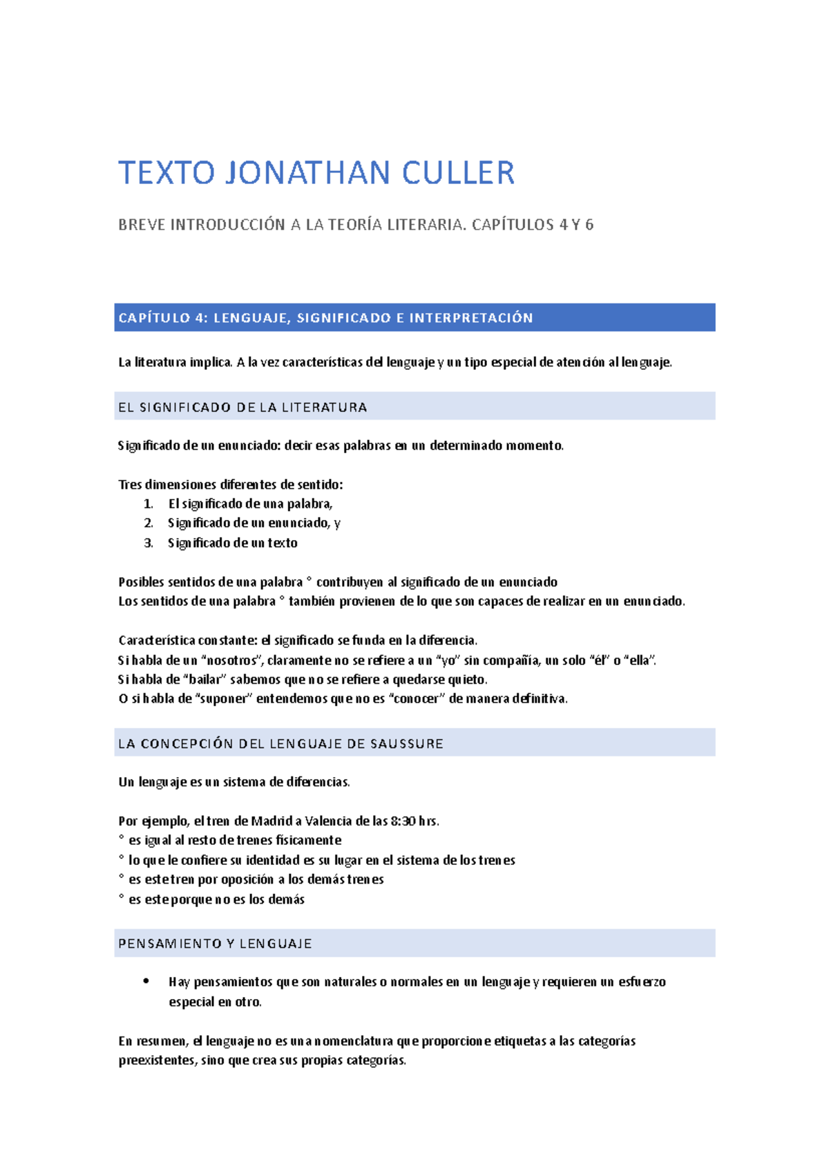Resumen texto Jonathan Culler: breve introducción a la teoría literaria ...