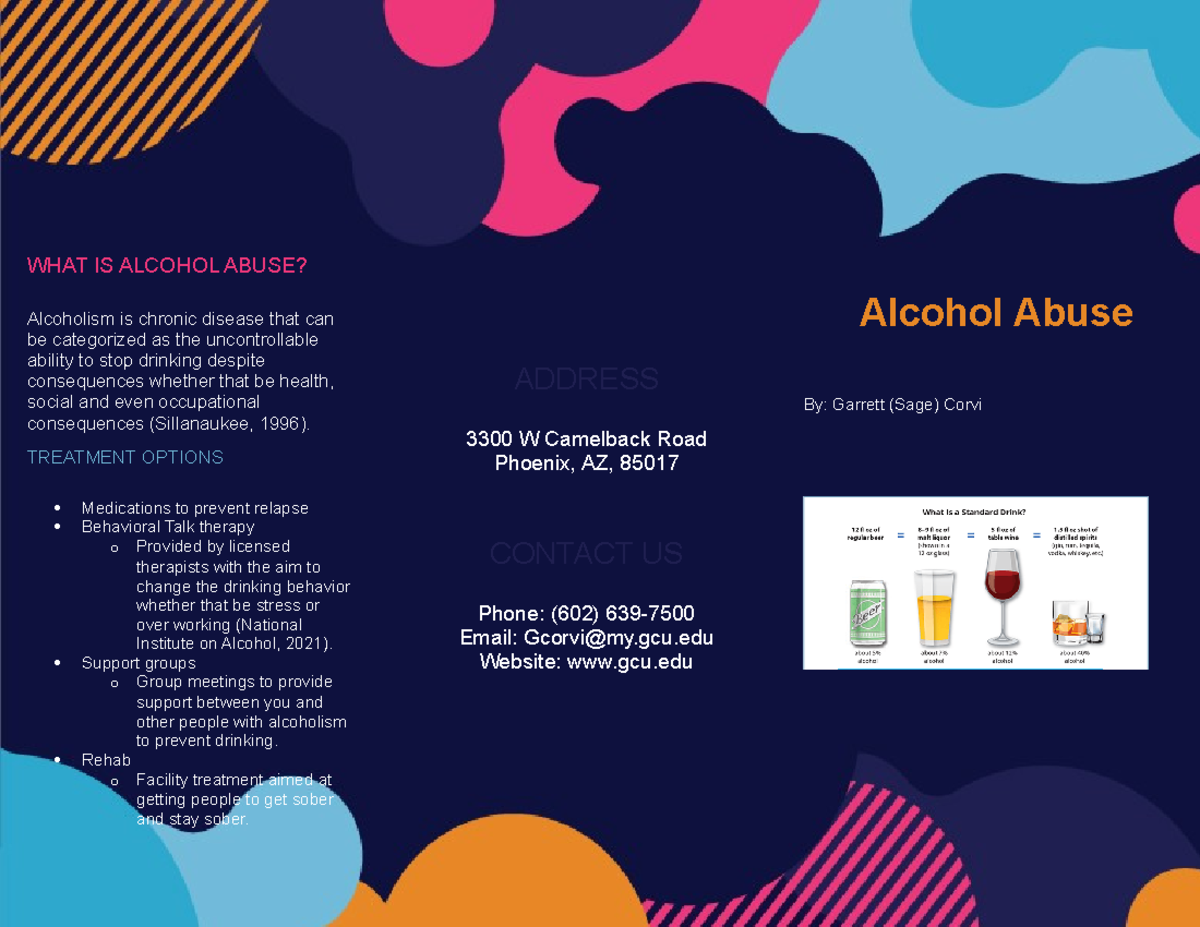 Alcohol Abuse Pamphlet - WHAT IS ALCOHOL ABUSE? Alcoholism is chronic ...