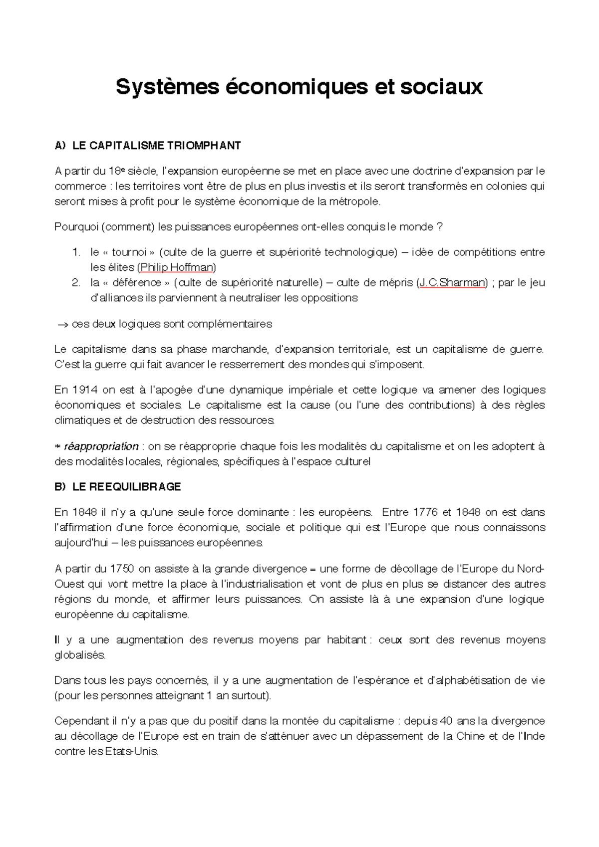 Systèmes économiques et sociaux - Systèmes économiques et sociaux A) LE ...