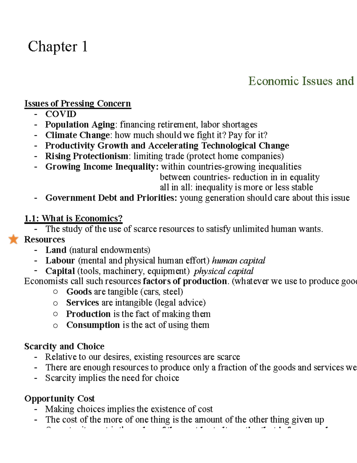 Chapter 1 - ECON 201 Lecture Notes Fall 2022 Prof: Nicolas Lepage ...