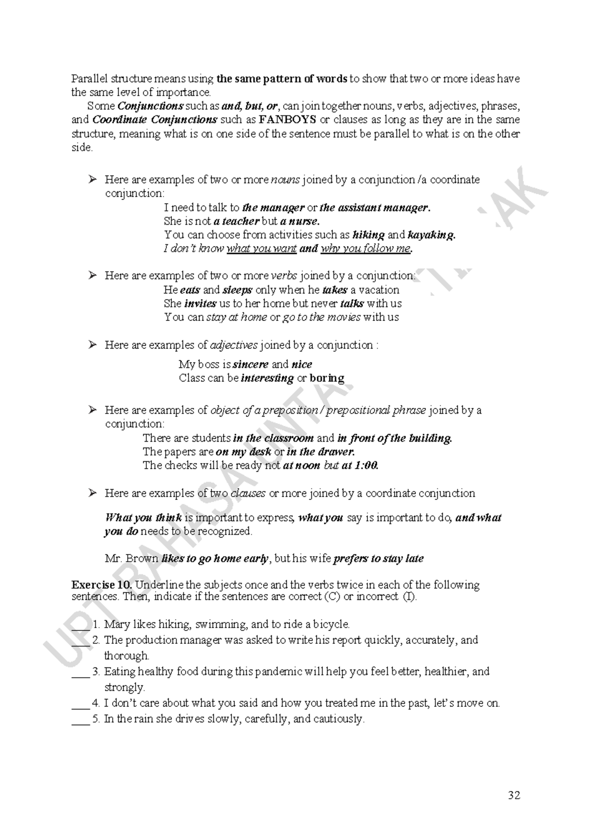Module Structure 2023 -33-34 - 32 Parallel structure means using the same pattern of words to ...