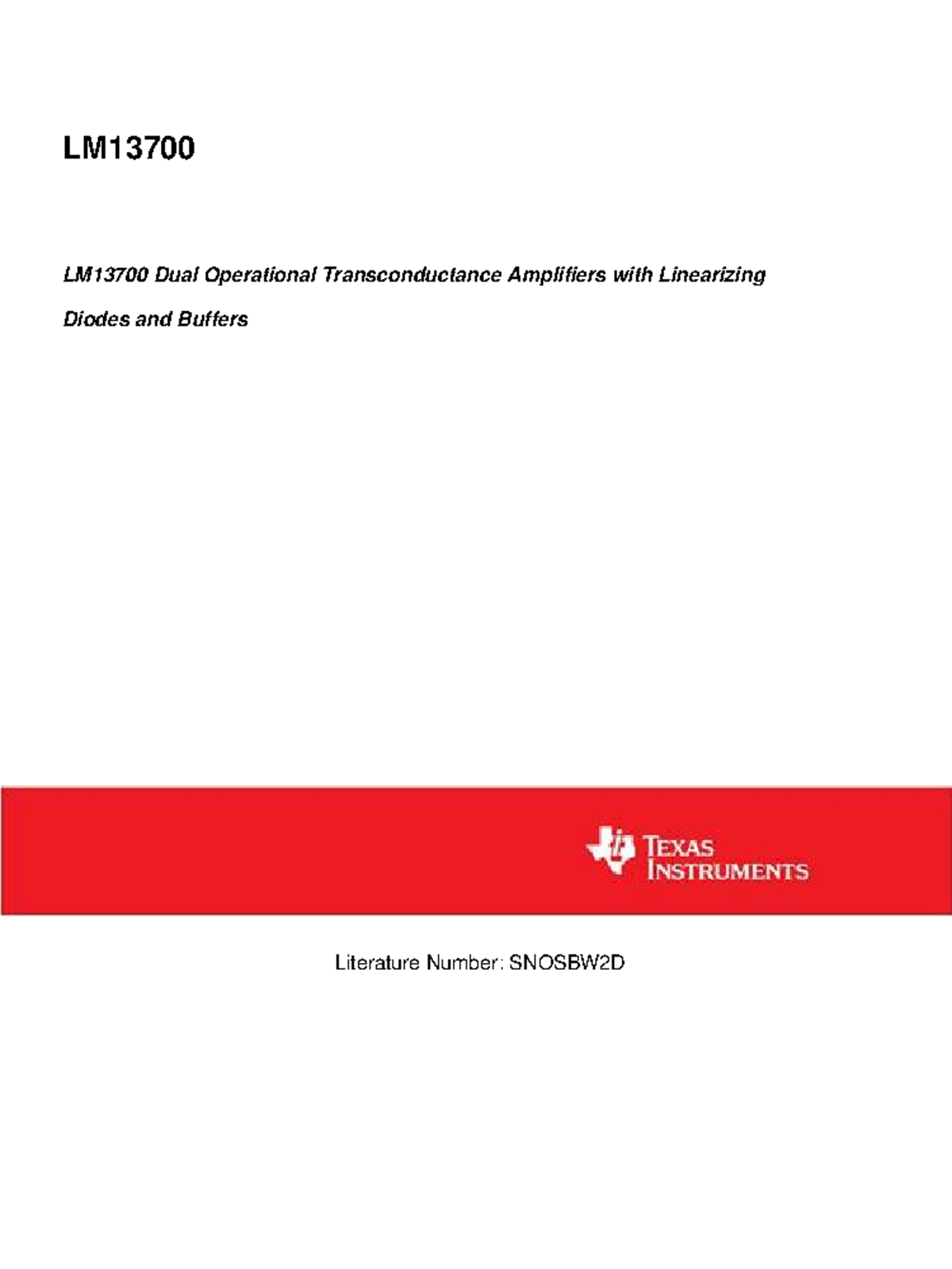 LM13700 OTA - Datasheet - LM LM13700 Dual Operational Transconductance ...