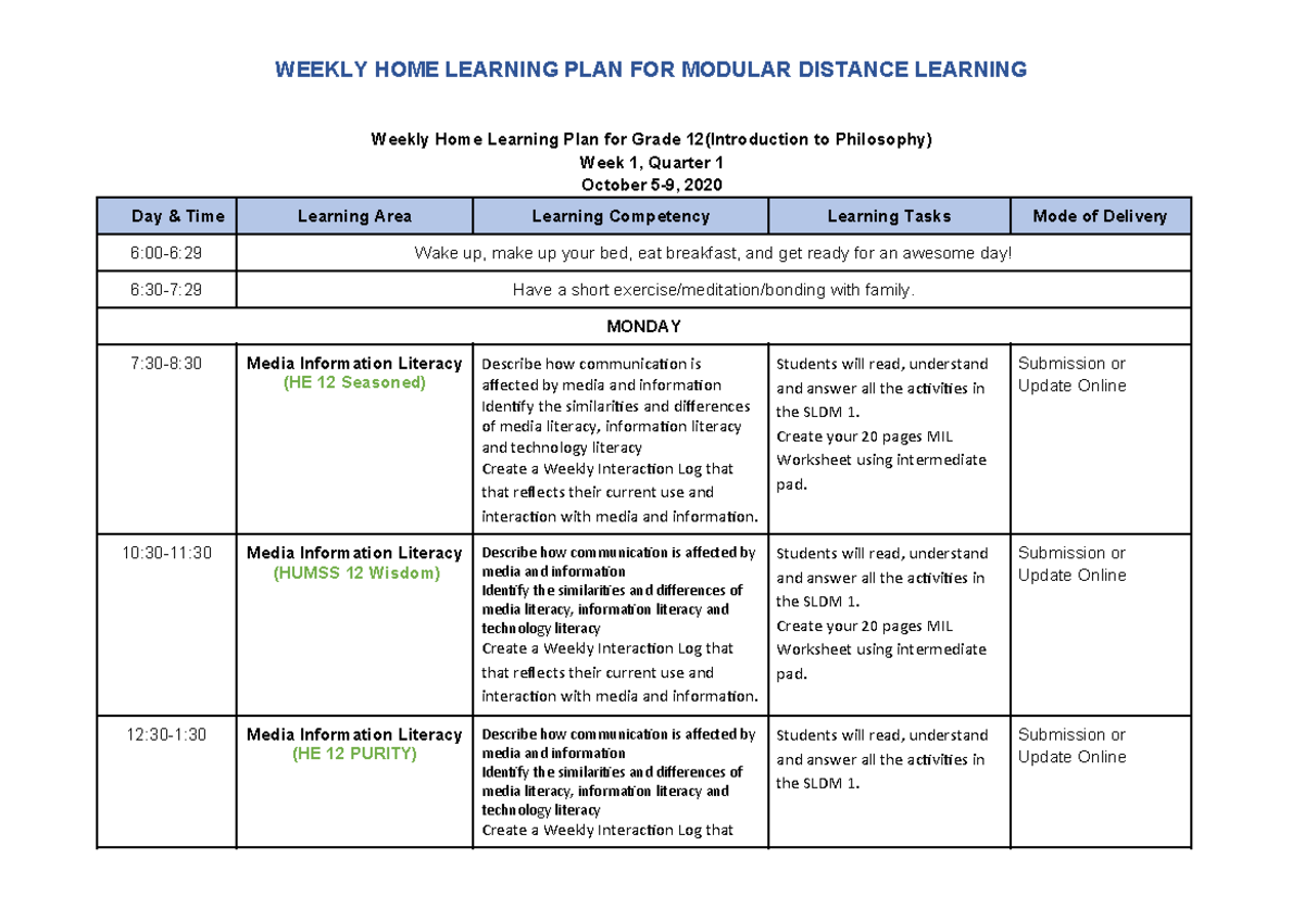 Pdfcoffee - ict - WEEKLY HOME LEARNING PLAN FOR MODULAR DISTANCE ...