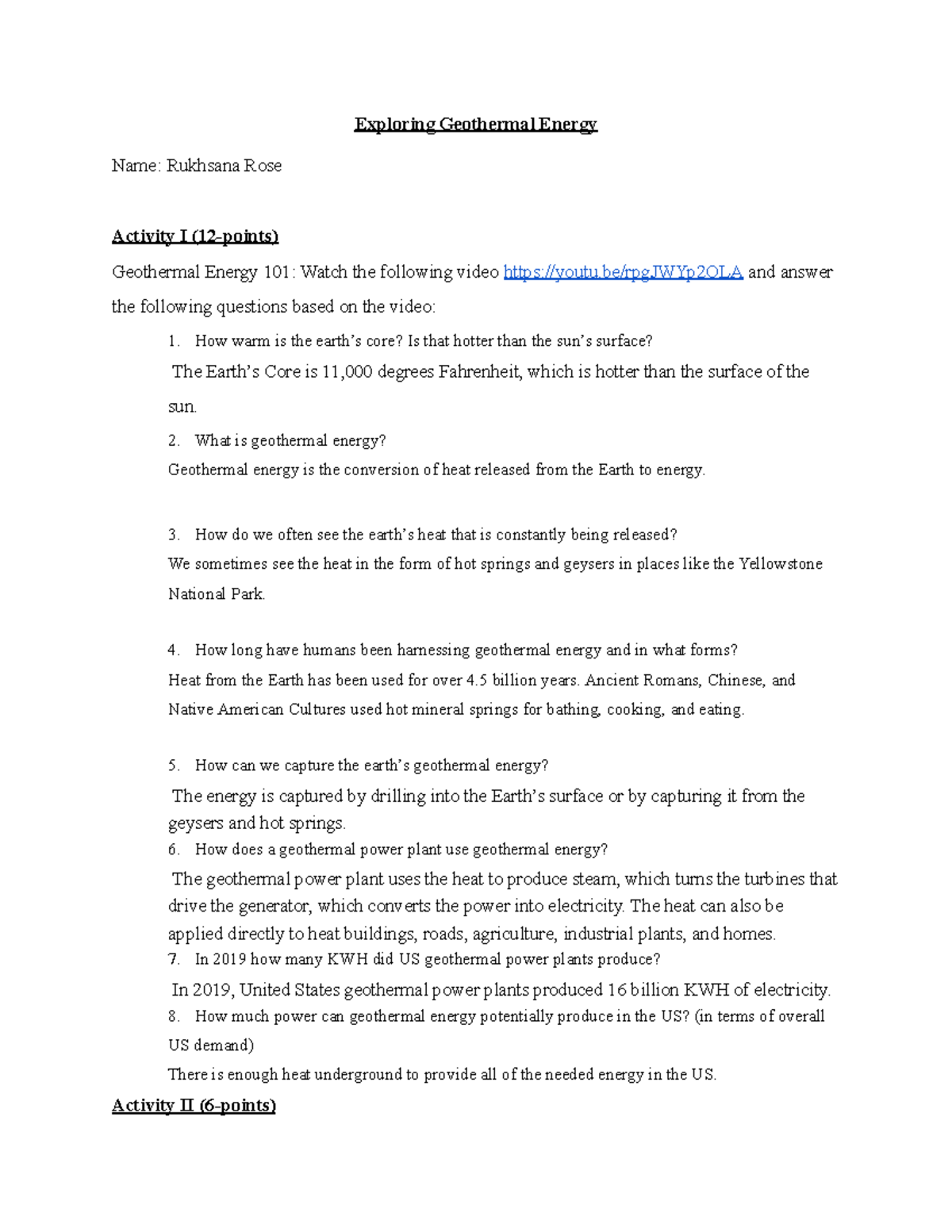 Lab 12 Exploring Geothermal Energy - Exploring Geothermal Energy Name ...