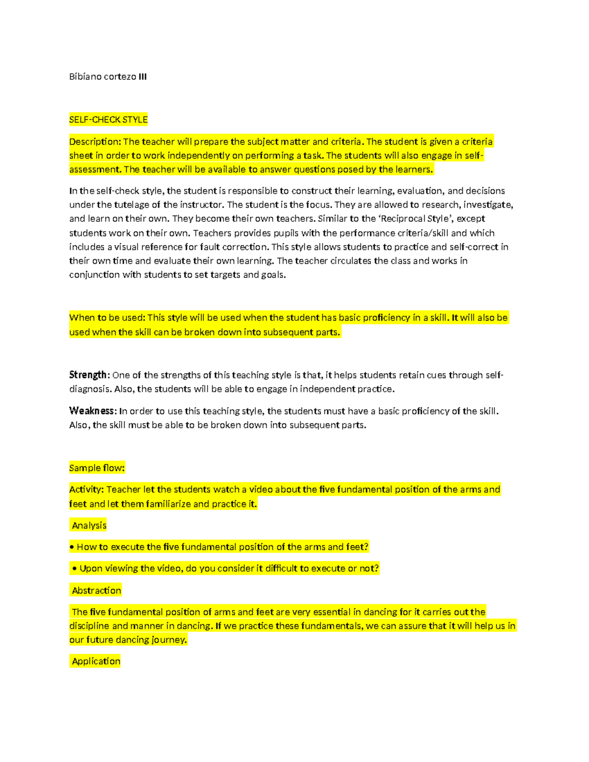 Self check style - types of lesson plan - Bibiano cortezo III SELF ...