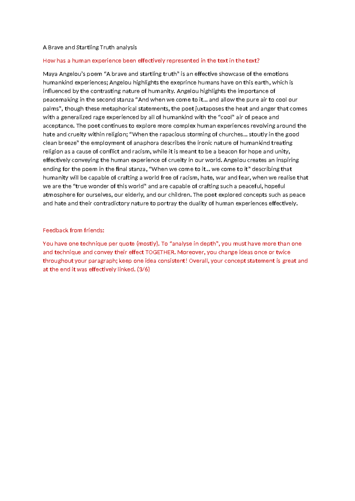 A brave and startling truth analysis - A Brave and Startling Truth ...