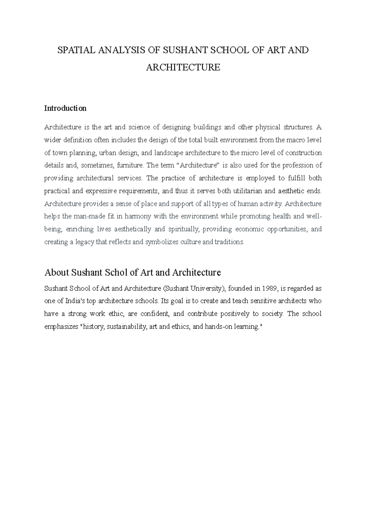 Bilha Susan JIJI- TDL Assignment 1 - SPATIAL ANALYSIS OF SUSHANT SCHOOL ...