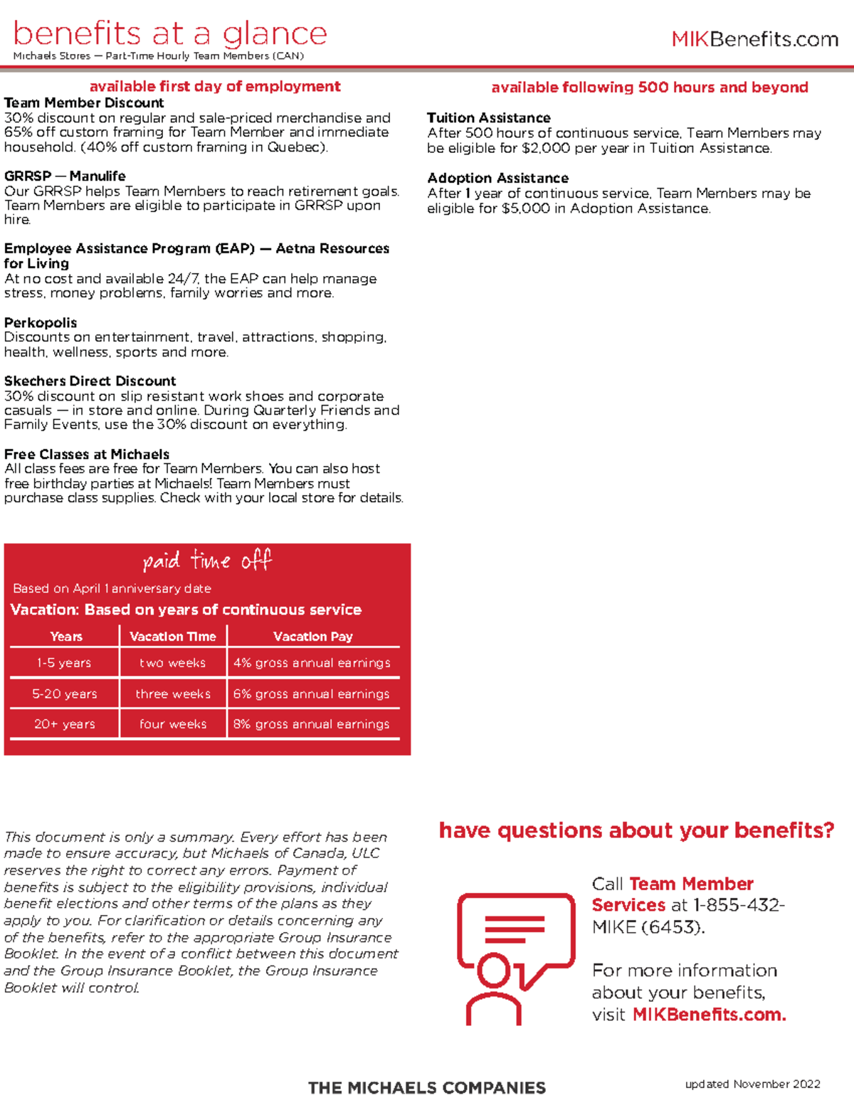 Benefits at a Glance MIK PT Hourly CAN - benefits at a glance available ...