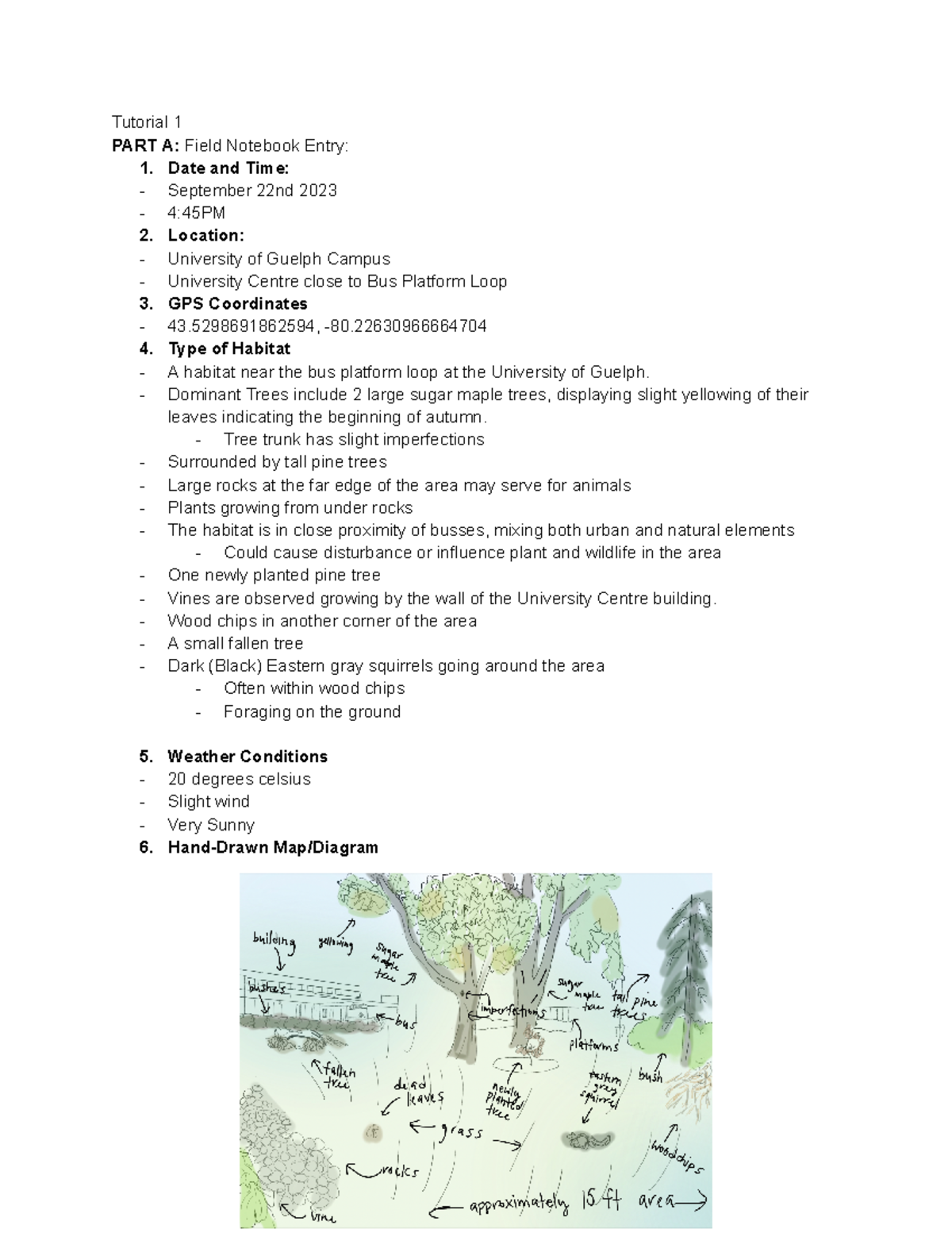 Tutorial 1 - Tutorial 1 PART A: Field Notebook Entry: 1. Date and Time ...