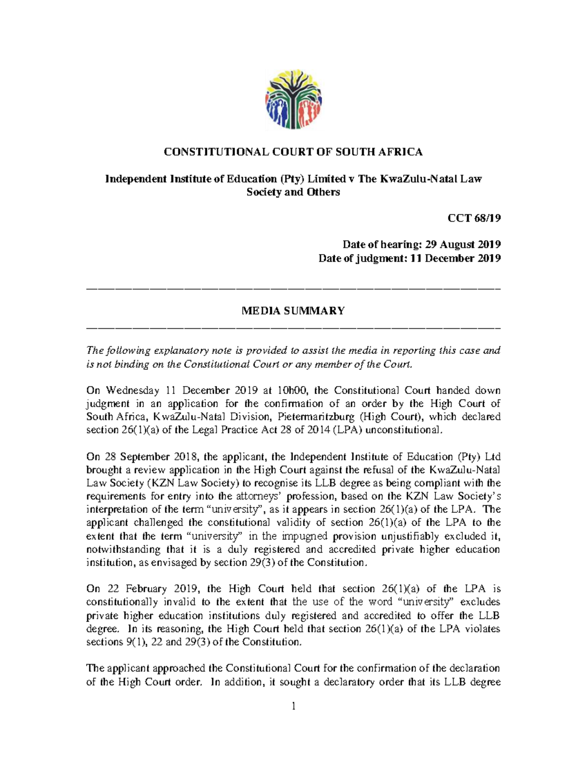 47media - summary of case - 1 CONSTITUTIONAL COURT OF SOUTH AFRICA ...