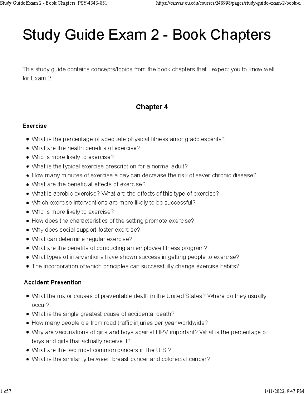 Study Guide Exam 2 - Book Chapters - Study Guide Exam 2 - Book Chapters ...