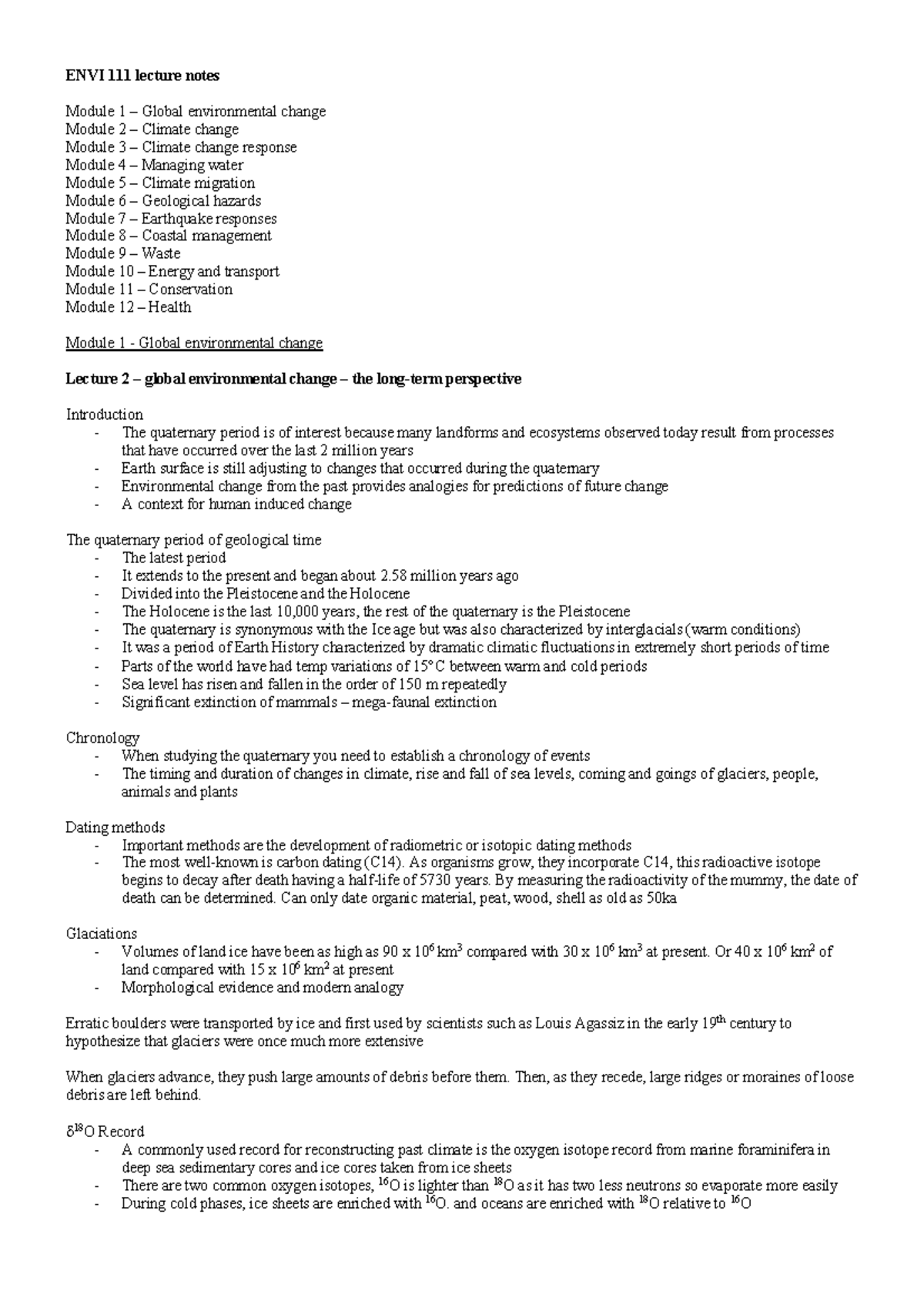 ENVI111 notes 2021 semester 1 - Environment and Society - University of ...