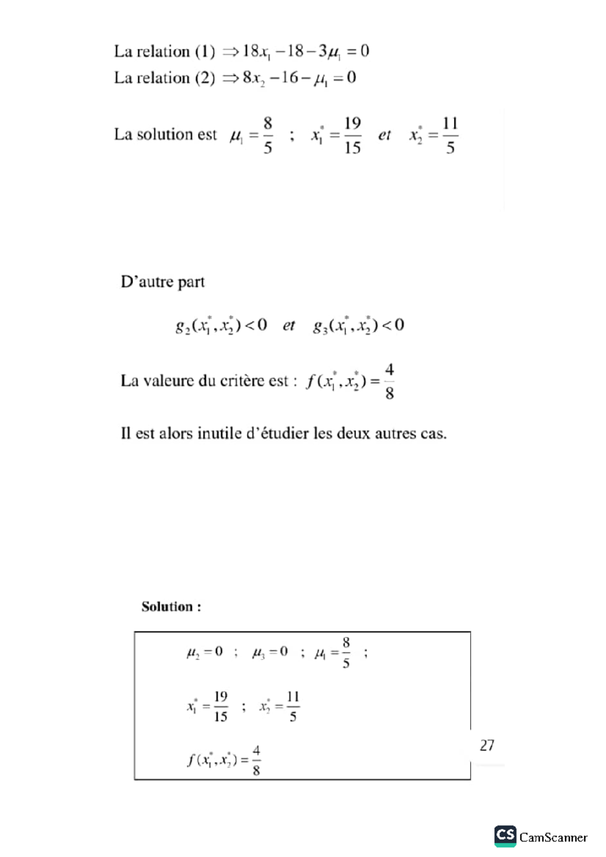 Optimisation linéaire 1 - Studocu