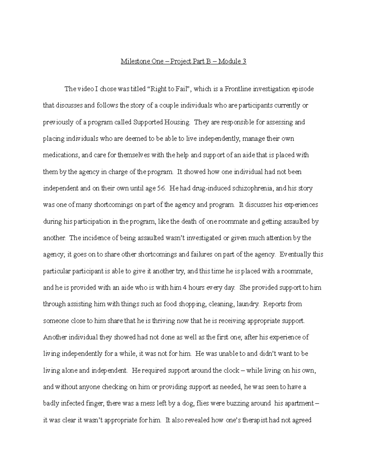 Module 3 milestone one - Milestone One – Project Part B – Module 3 The ...