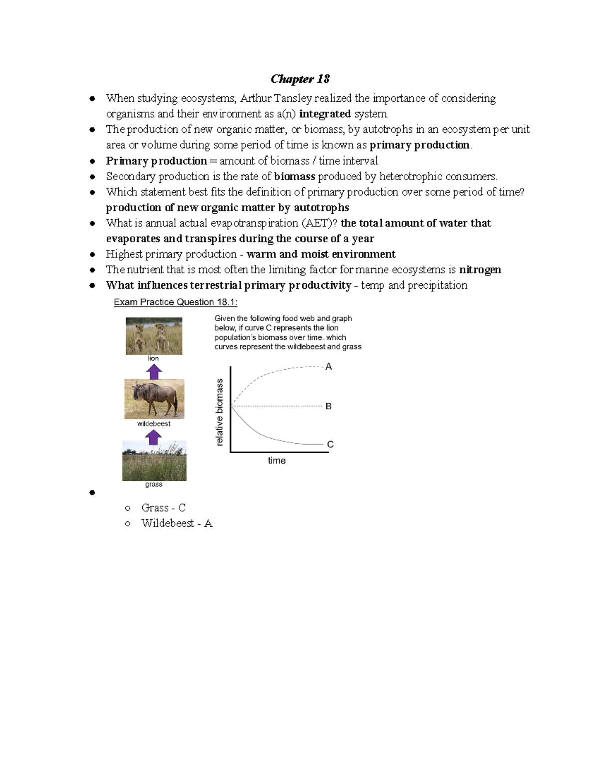 Ecology Final Prep - Chapter 18 When studying ecosystems, Arthur ...