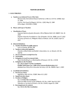 TAX Reviewer - BAR REVIEW NOTES - TAX REVIEWER GENERAL PRINCIPLES: BY ...