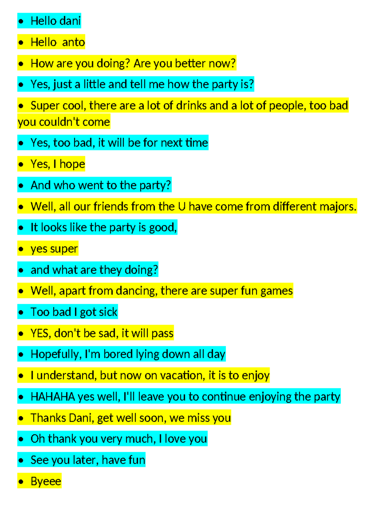 Dialogo ingles - Hello dani Hello anto How are you doing? Are you ...