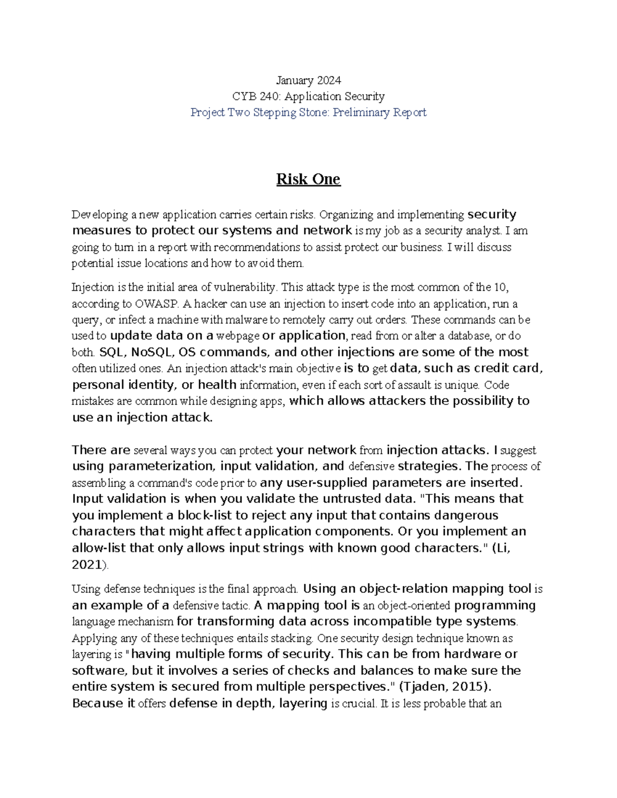 CYB 240 Project Two Hakim Gibson - January 2024 CYB 240: Application ...