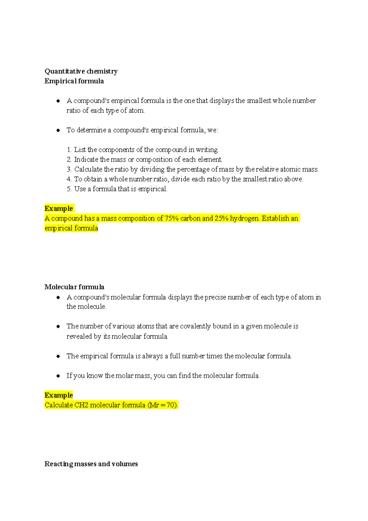 Quantitative chemistry-Empirical formula - To determine a compound's ...