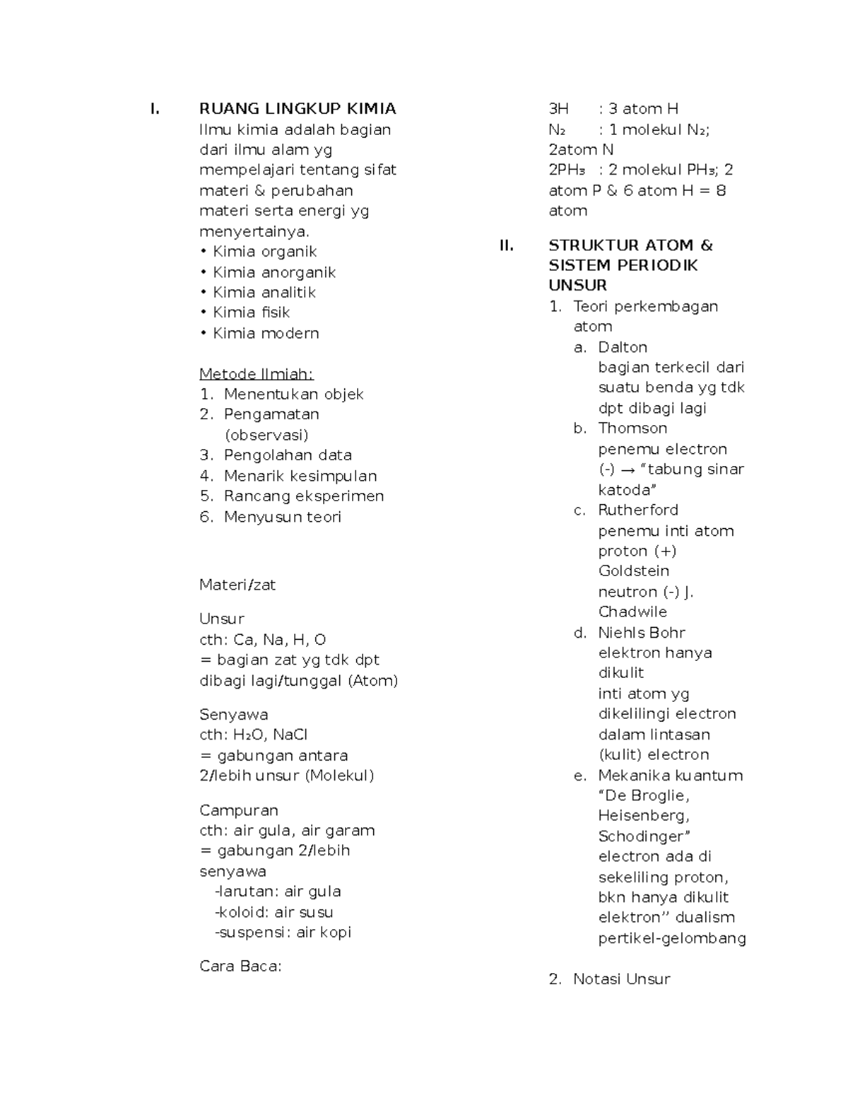 Kimia 10 - fhfh - I. RUANG LINGKUP KIMIA Ilmu kimia adalah bagian dari ...