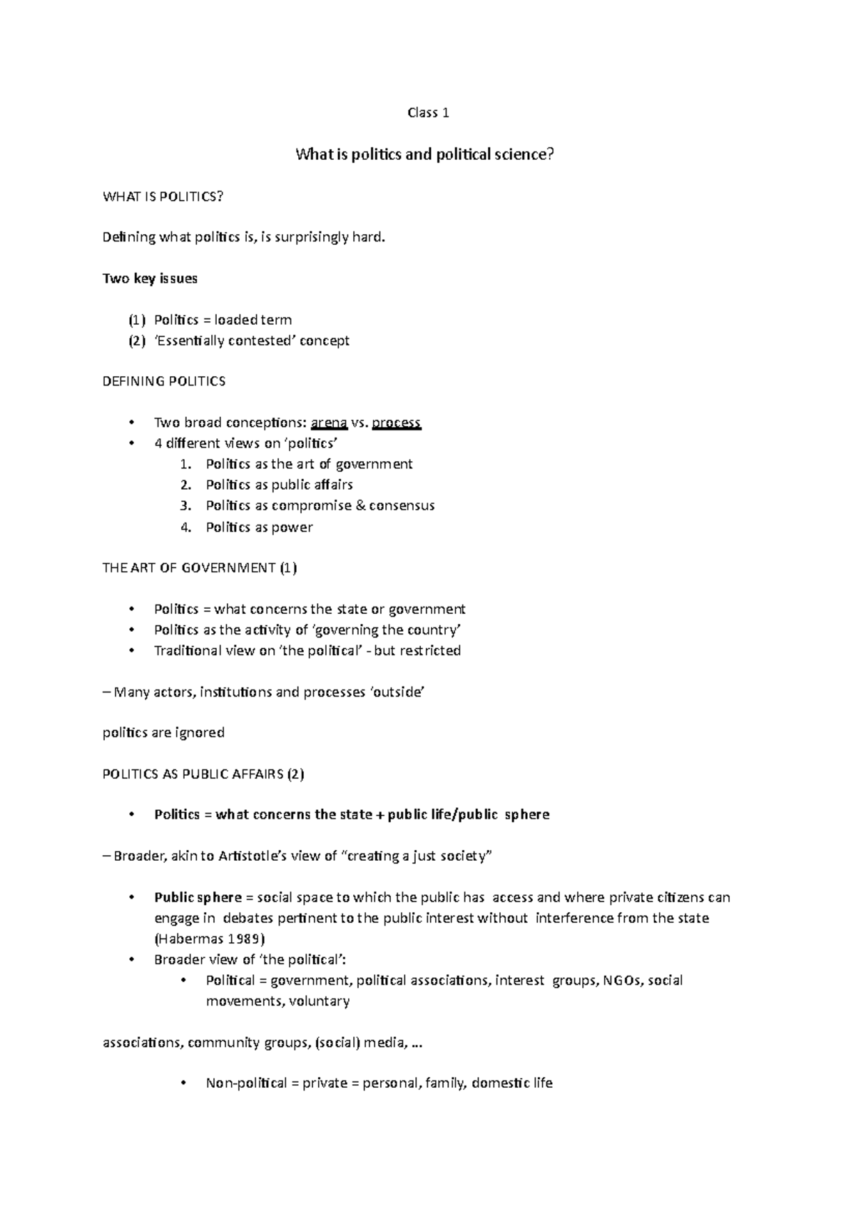 lecture notes and powerpoint of the first lesson of politics ...