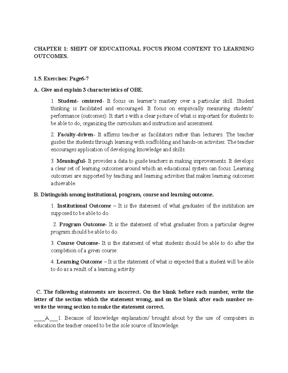 Prof Ed 6 Preliminary Period Exercises (Autosaved) - Elementary ...