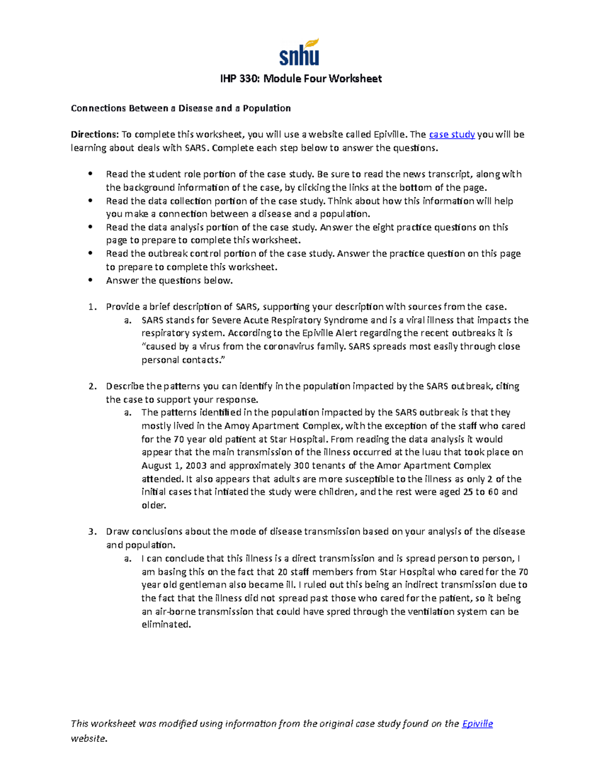 IHP 330 Module Four Worksheet - IHP330 - SNHU - Studocu