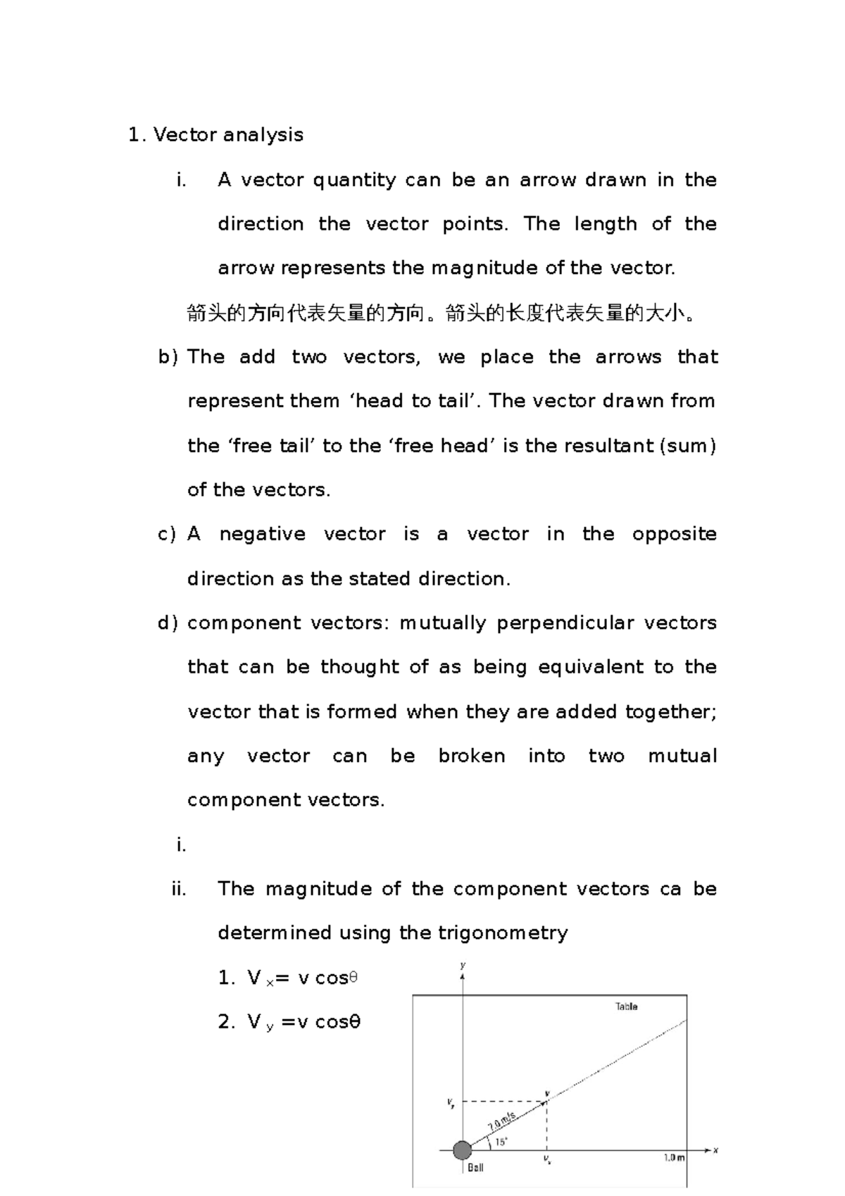 Chapter 3 motion on a plane - Vector analysis i. A vector quantity can ...