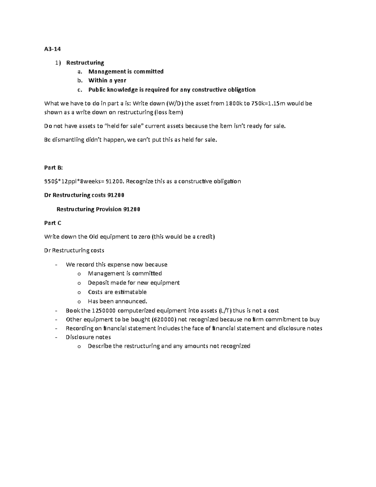 Week 3 Lecture Snotes Afa100 Introductory To Accounting Notes A3 Restructuring A