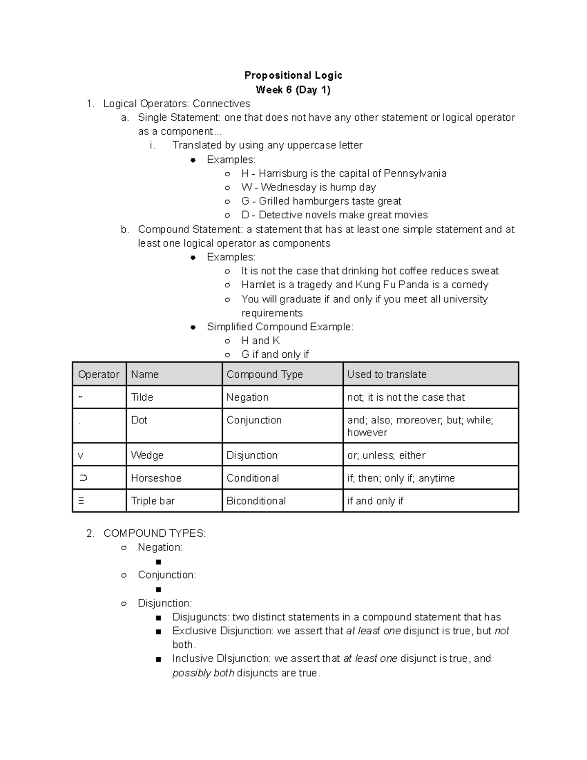 Propositional Logic (Chapter 7) - Propositional Logic Week 6 (Day 1 ...