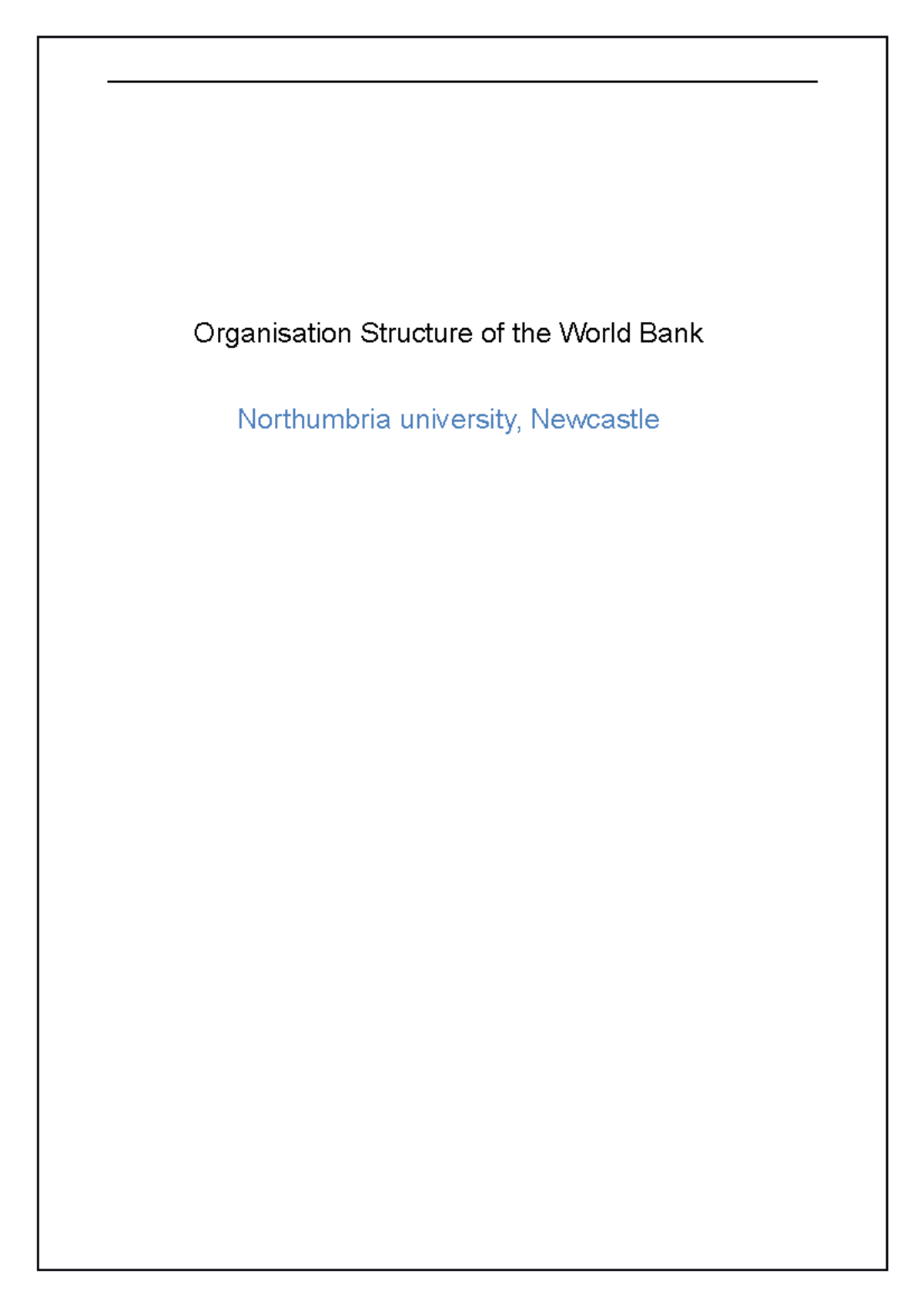 Organisation Structure of the World Bank - Organisation Structure of ...