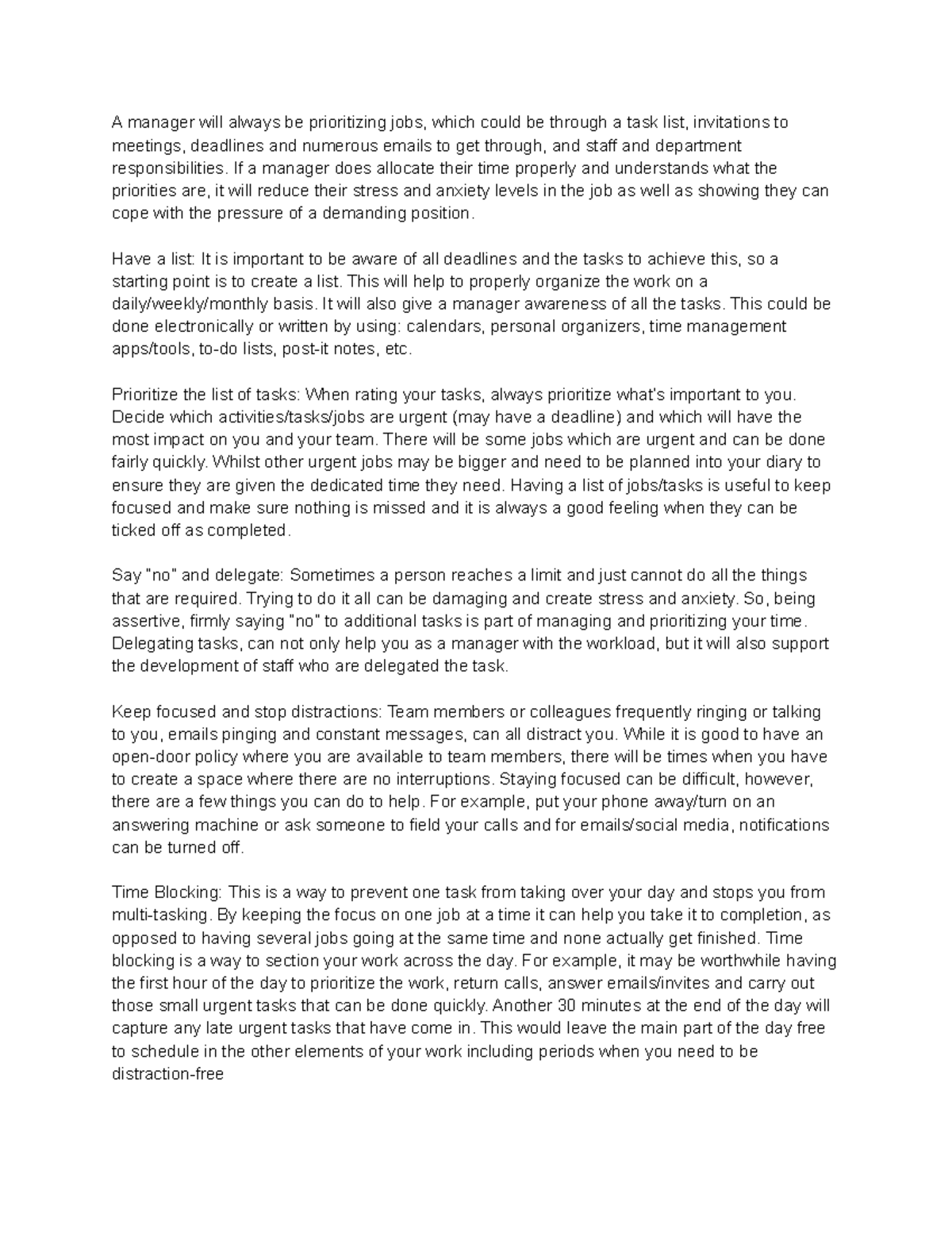 Time Management Is About Managing Yourself[ESSAY] - A manager will ...