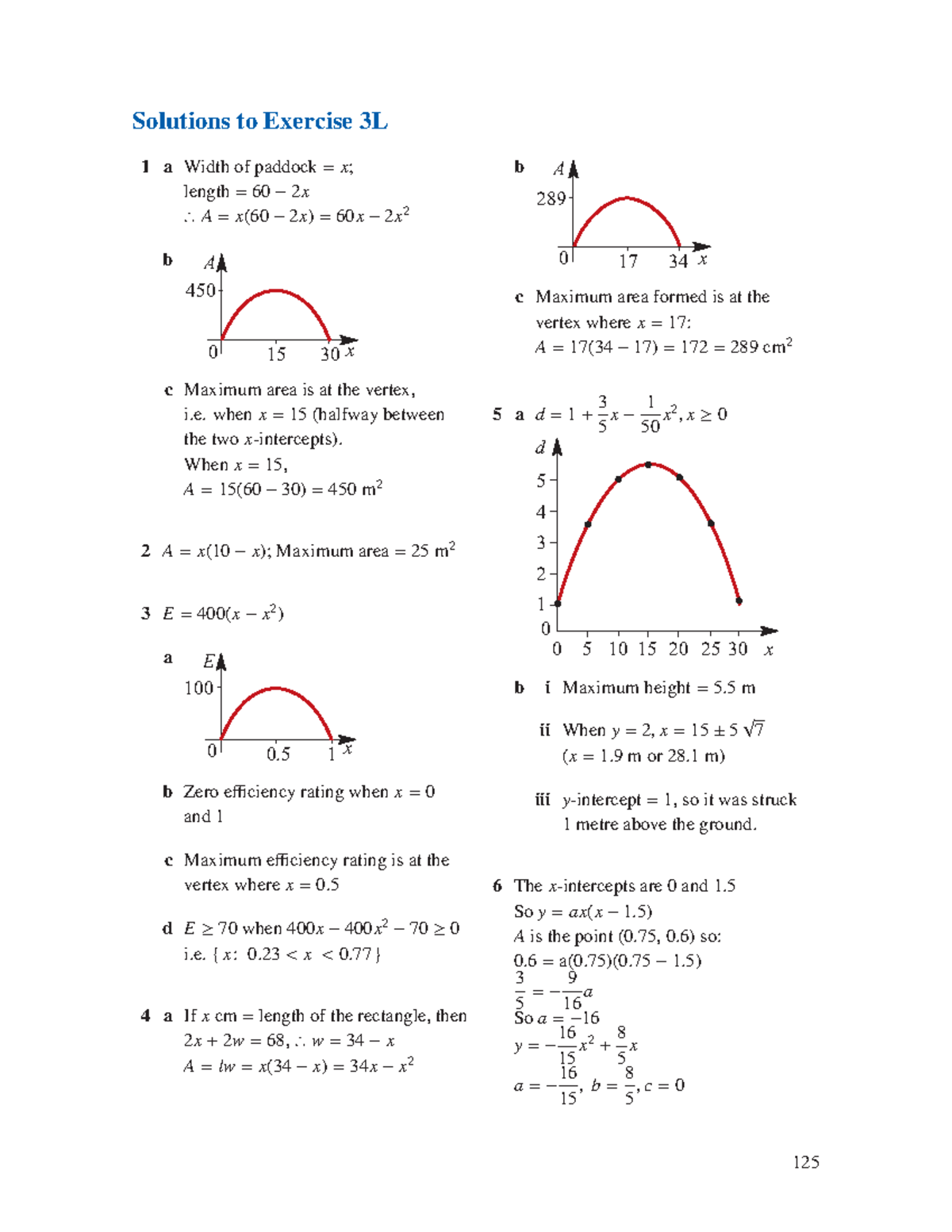 3L - math methods answer - Solutions to Exercise 3L 1 a Width of ...