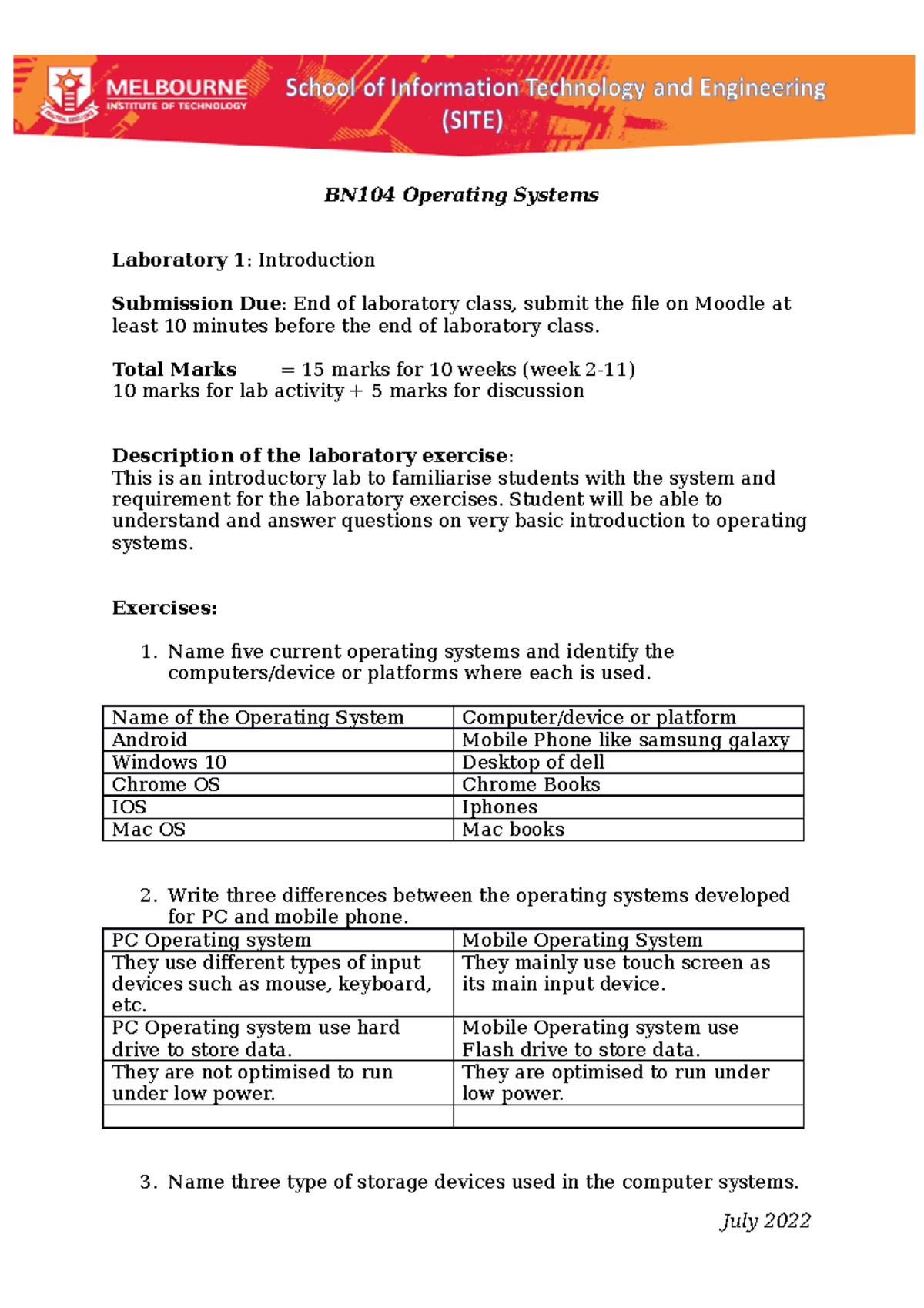 BN104 Laboratory wk1 Introduction (1) Samir Paudel MIT221208 - BN104 Operating Systems ...