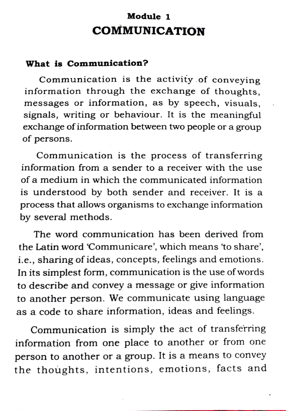 An introduction of communication - Module 1 COMMUNICATION What is ...