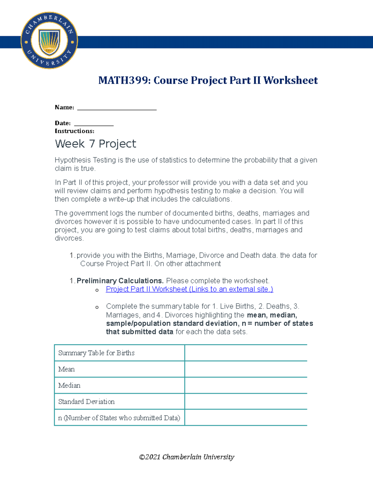Order 3878823-APA-Course Project Part II - MATH399: Course Project Part II Worksheet Name: - Studocu