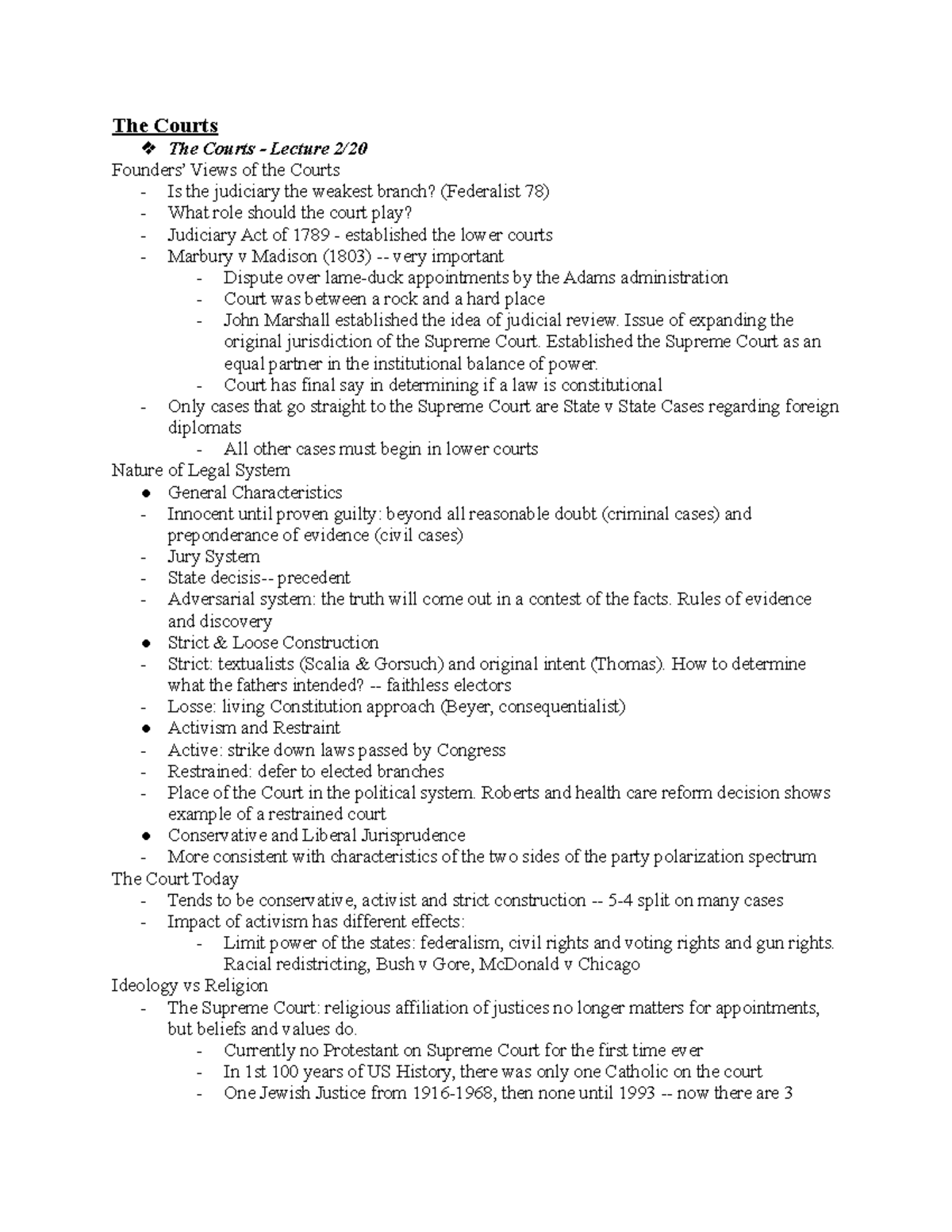 Notes #2 (The Courts-Political Parties) - The Courts The Courts ...