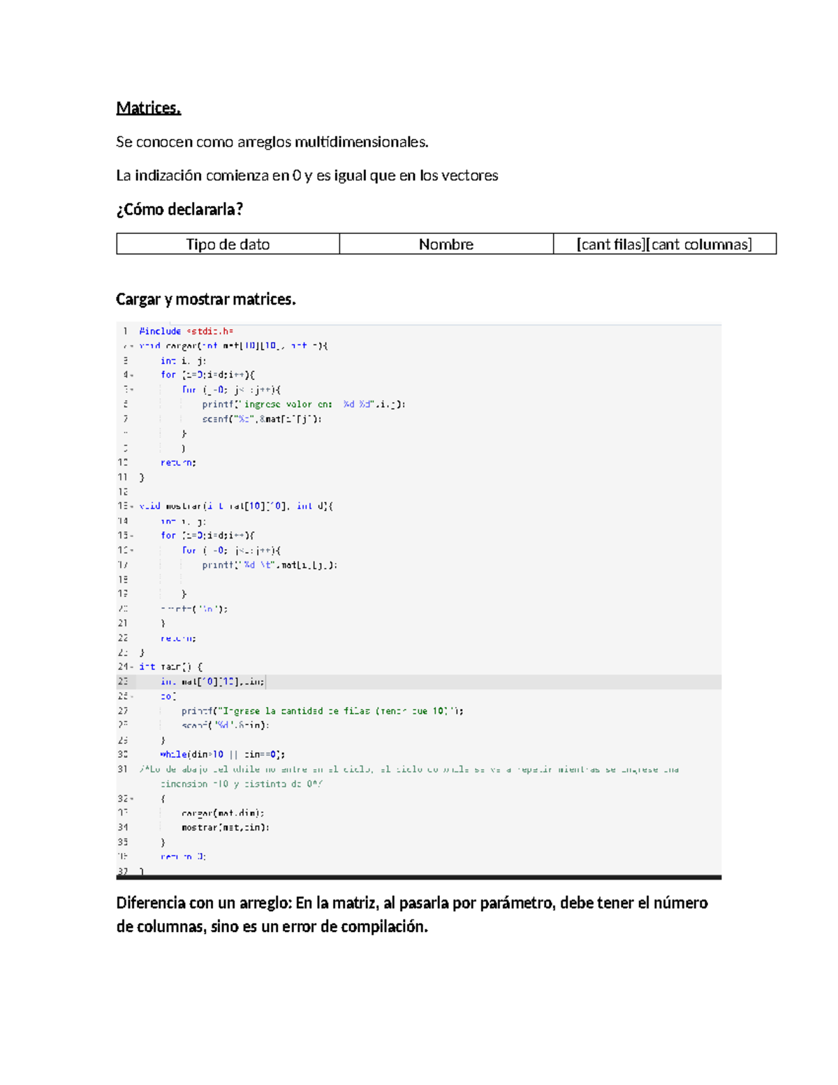 Matrices - Estructura de Datos y Algoritmos - Se conocen como arreglos multidimensionales. La ...