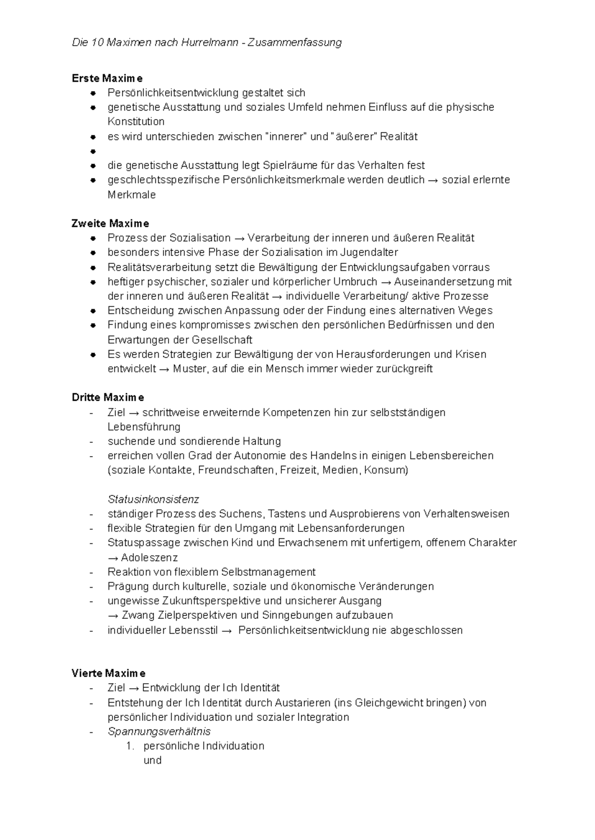 Hurrelmann - Die zehn Maximen der sozialisationstheoretischen ...
