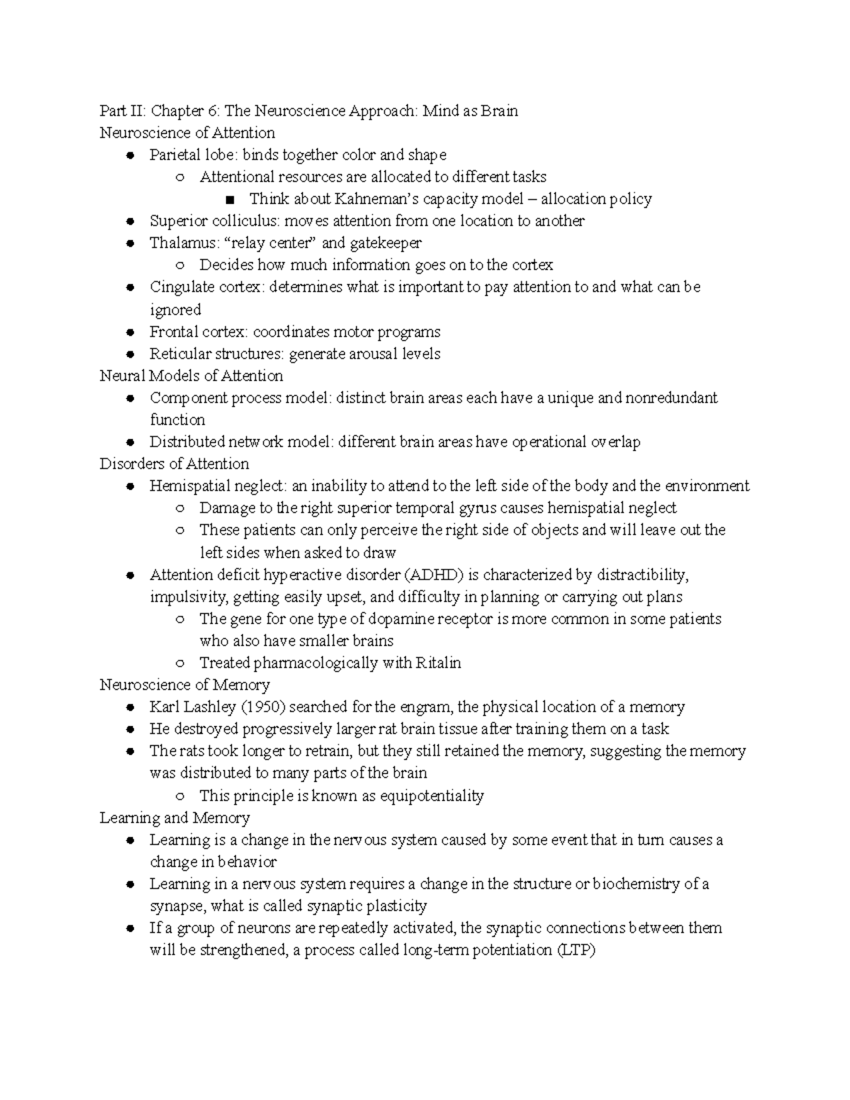 Part 2 of Chapter 6 - Part II: Chapter 6: The Neuroscience Approach: Mind as Brain Neuroscience ...